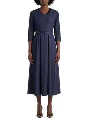Max Mara Embellished Cotton Blend Dress - Blue