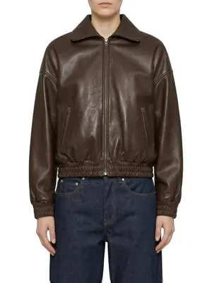 Acne Studios Leather Bomber Jacket - Brown