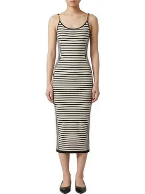 Elisabetta Franchi Striped Midi Dress - Black
