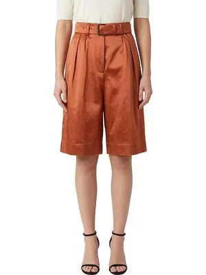 Dries Van Noten Cotton Blend Belted Shorts - Yellow