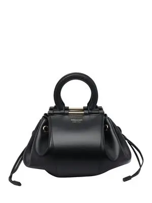 FERRAGAMO Leather Mini Bag With Top Handle - Black