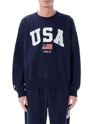 Polo Ralph Lauren Crewneck Sweatshirt With Usa Graphic - Blue