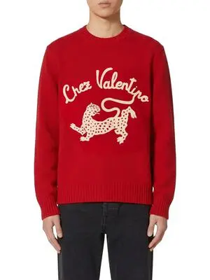 Valentino Garavani Sweater With Leopard Motif - Red