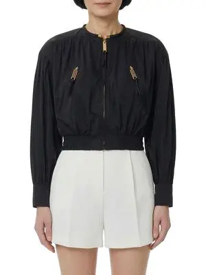 Elisabetta Franchi Technical Fabric Bomber Jacket - Black