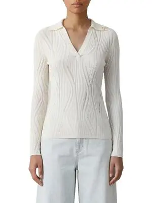 Liu Jo Knit Polo Shirt With Sequin Embellishments - Milk