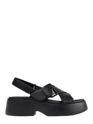 Camper Tasha Leather Platform Slingback Sandals - Black