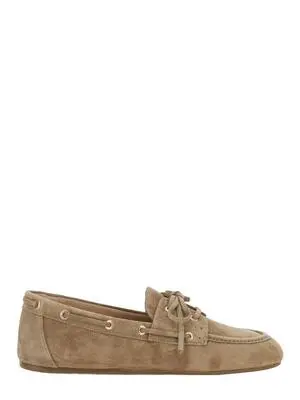 STUART WEITZMAN Suede Calf Leather Loafers - Beige