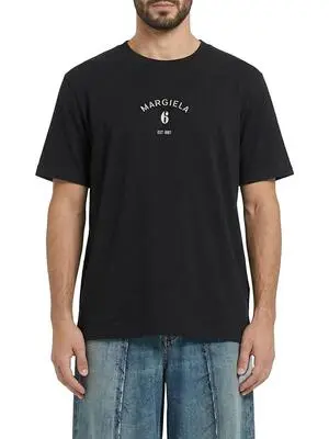 MAISON MARGIELA Cotton Crew-neck T-shirt With Logo - Black