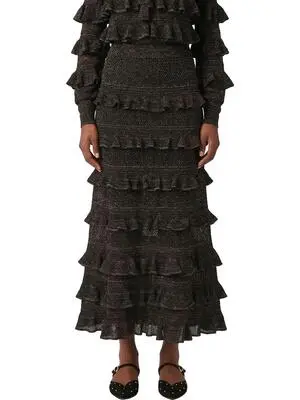 Zimmermann Ruffled Midi Skirt - Black