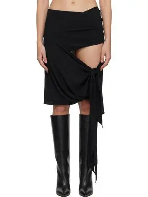 Attico Draped Knot Skirt - Black