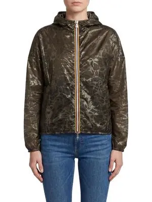 K-WAY Zip-up Hooded Jacket With All-over Print - Green