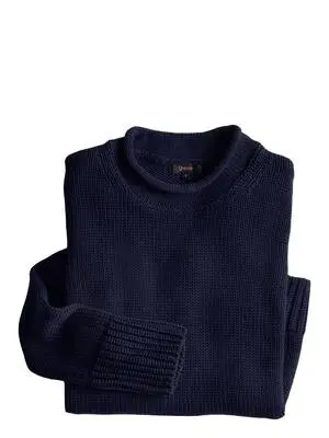 Quince Organic Cotton Roll Neck Sweater - Navy