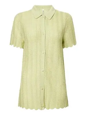 Devon Windsor Irene Open-knit Shirt - Matcha