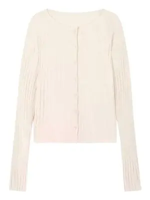 STUDIO TOMBOY Ribbed Button-down Cardigan - Neutrals