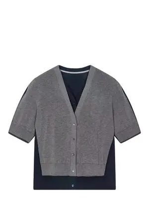 JNBY Layered V-Neck Cardigan Grey