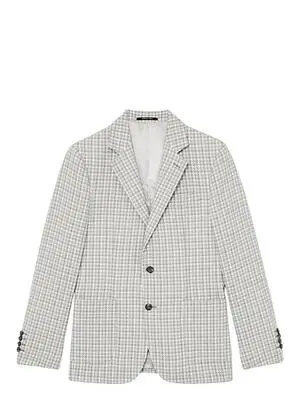 REISS Canty Houndstooth Single-breasted Stretch-woven Blazer - Soft Grey