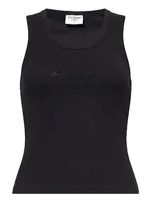 Juicy Couture Embellished-logo Cotton-rib Racer Vest - Black
