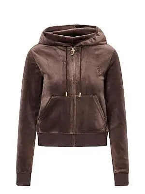 Juicy Couture Robertson Logo-embroidered Velour Hoody - Java