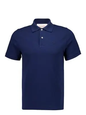 VALENTINO Indigo Cotton Piqué Polo Shirt