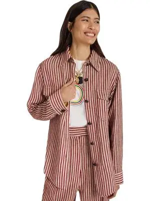 La DoubleJ Color Block Linen Corduroy Jacket Red