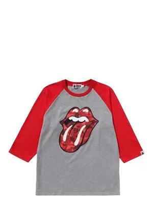 A BATHING APE Rolling Stones 3/4 Sleeve Tee Shirt - Red