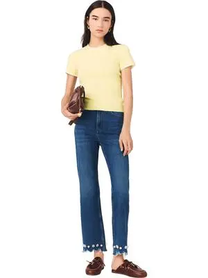 Maje Beaded Bootcut Jeans - Blue