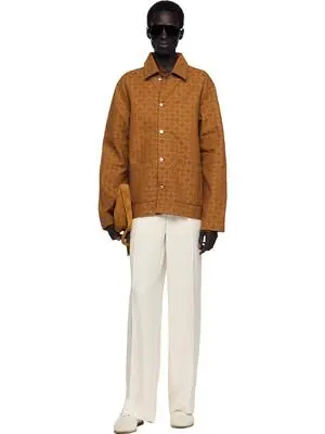 Sandro Square Cross Denim Jacket - Camel