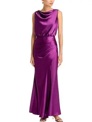 Aqua Draped Maxi Dress - Plum