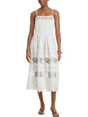 The Great. Rosette Crochet Midi Dress - Cream