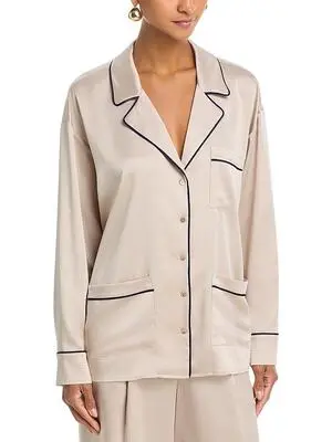 L'Agence Mara Lapel Relaxed Blouse - Champagne