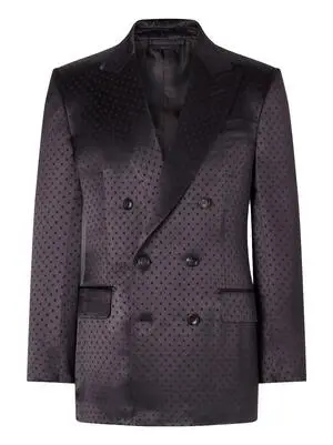 TOM FORD TOM FORD - Double-Breasted Polka-Dot Satin-Jacquard Tuxedo Jacket - Men - Brown 