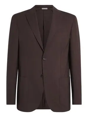 Corneliani Virgin Wool-silk Unlined Whisper Blazer - Brown