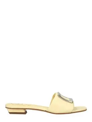 ROGER VIVIER Leather Belle Vivier Mules - Yellow