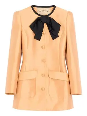 Valentino Garavani Silk Tie Detailed Jacket - Orange