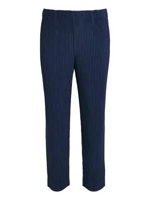 Issey Miyake Pleated Straight Trousers - Navy