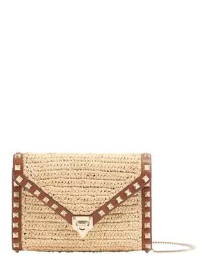Valentino Garavani Rockstud Straw Cross-body Bag - Pink