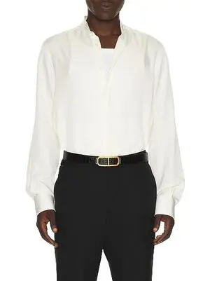 TOM FORD Perforated Dot Silk Twill Slim Fit Evening Shirt - Challk