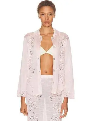 Calle Del Mar Vine Floral Long Sleeve Knit Shirt - Primrose
