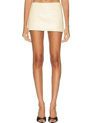MIMCHIK Mulholland Leather Mini Skirt - Custard