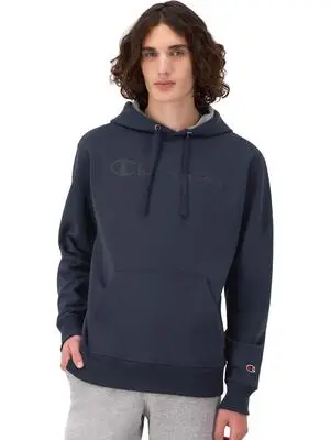 Champion Powerblend Hoodie With Tonal Script Logo - Deep Navy