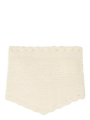Posse Cropped Strapless Crochet Top - Neutrals