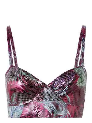 Rabanne Cropped Printed Chainmail Top - Purple