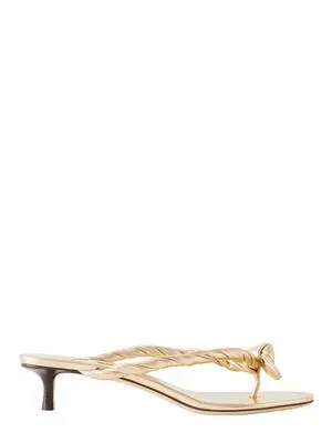 JIMMY CHOO Liss 35 Metallic-Leather Sandals Gold