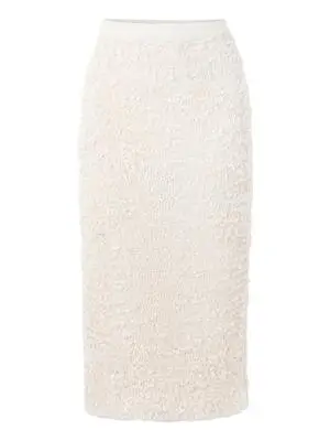 Khaite Adela Bouclé Midi Skirt - Neutrals