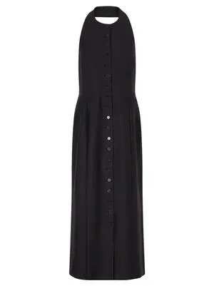 HEIRLOME Sarah Wool And Silk-blend Halterneck Midi Dress - Black