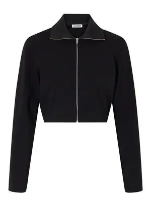 JIL SANDER Cropped Crepe Jacket - Black