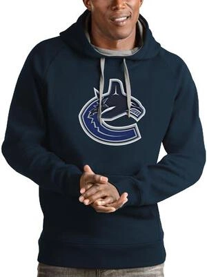 ANTIGUA Vancouver Canucks Logo Victory Pullover Hoodie - Navy