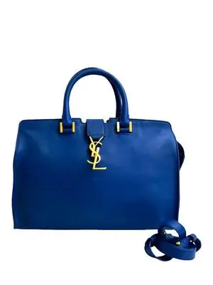 Saint Laurent 2015 Saint Laurent Small Monogram Downtown Cabas Satchel Blue