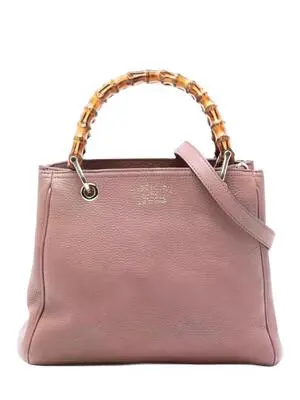 Gucci Small Calfskin Bamboo Shopper Satchel - Pink