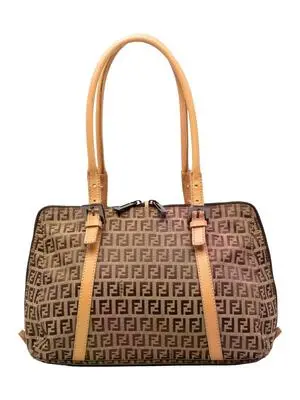 Fendi 2000-2010 Zucchino Canvas Shoulder Bag - Brown
